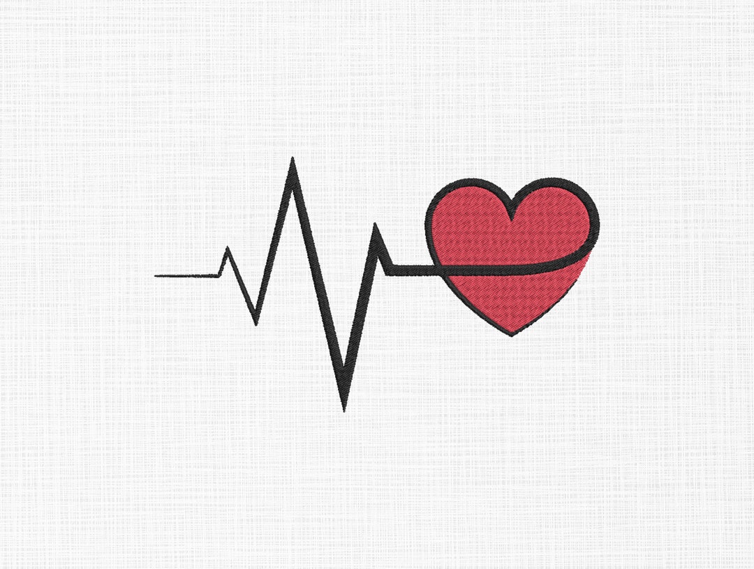 Heartbeat Heart Embroidery Design Heart Embroidery Design Heart ...