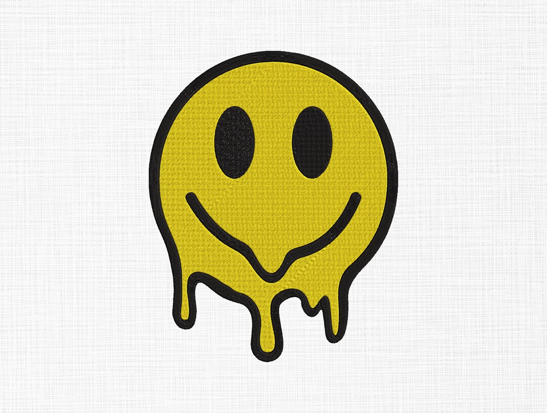 Melted Smiley Embroidery Design Melted Face Embroidery Design Melted ...