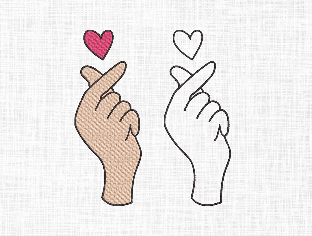 Korean Heart Sign Embroidery Design Finger Love Symbol Embroidery ...