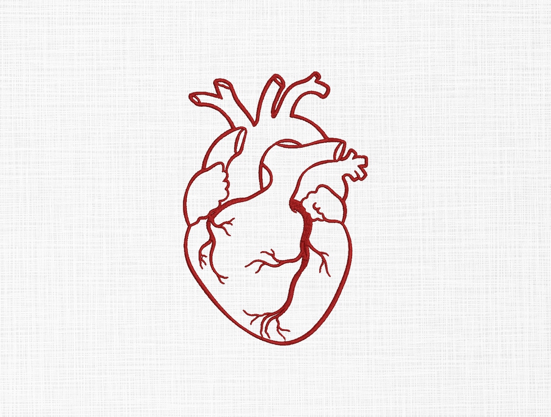 Human Heart Line Art Embroidery Design Human Heart Embroidery Design ...