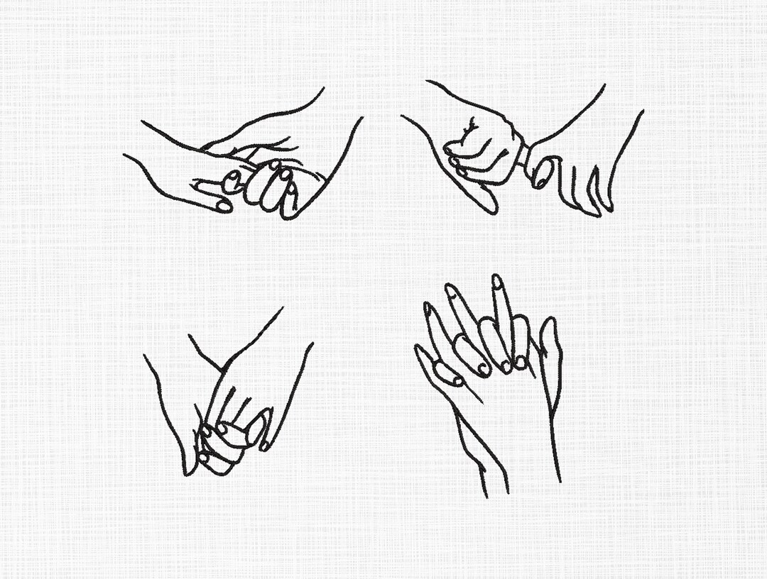 Hands Line Art Bundle Embroidery Design Hands Embroidery Designs Line ...
