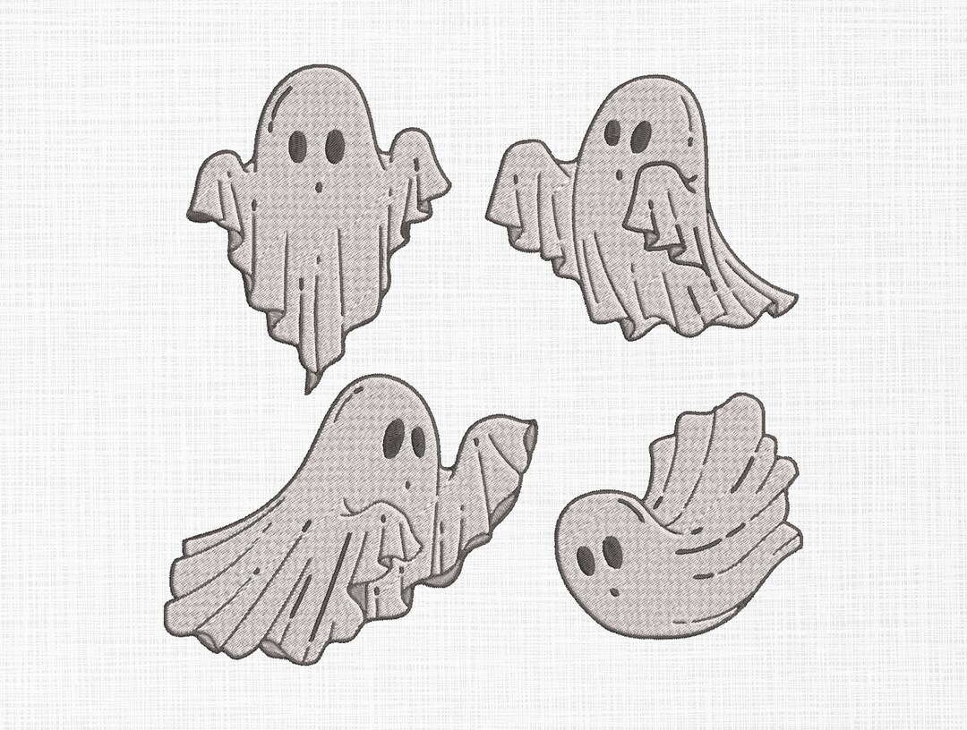 Ghost Bundle Embroidery Design Cute Ghost Embroidery Design Halloween ...
