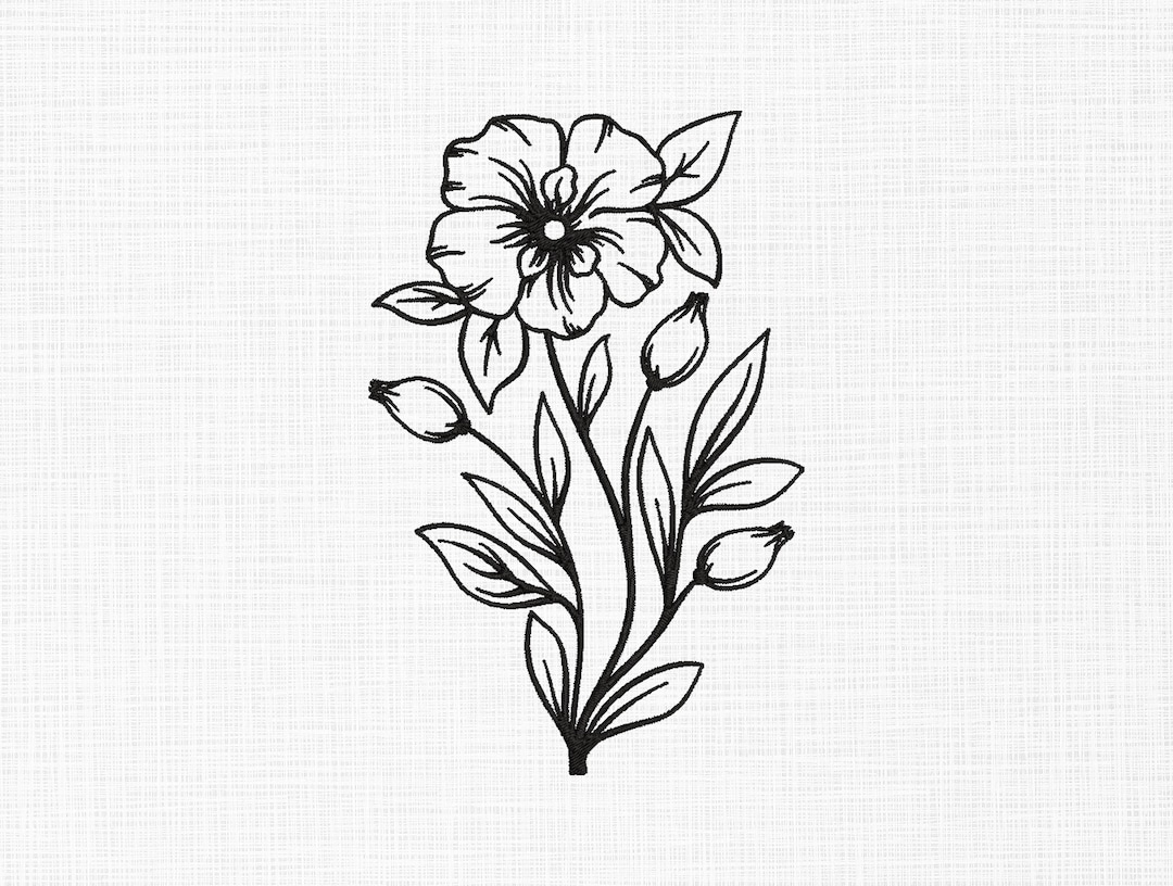 Primrose Flower Embroidery Design February Birth Flower Embroidery ...