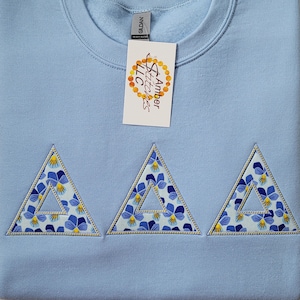 Delta Delta Delta Embroidered Applique- Design Sweatshirt. - Etsy