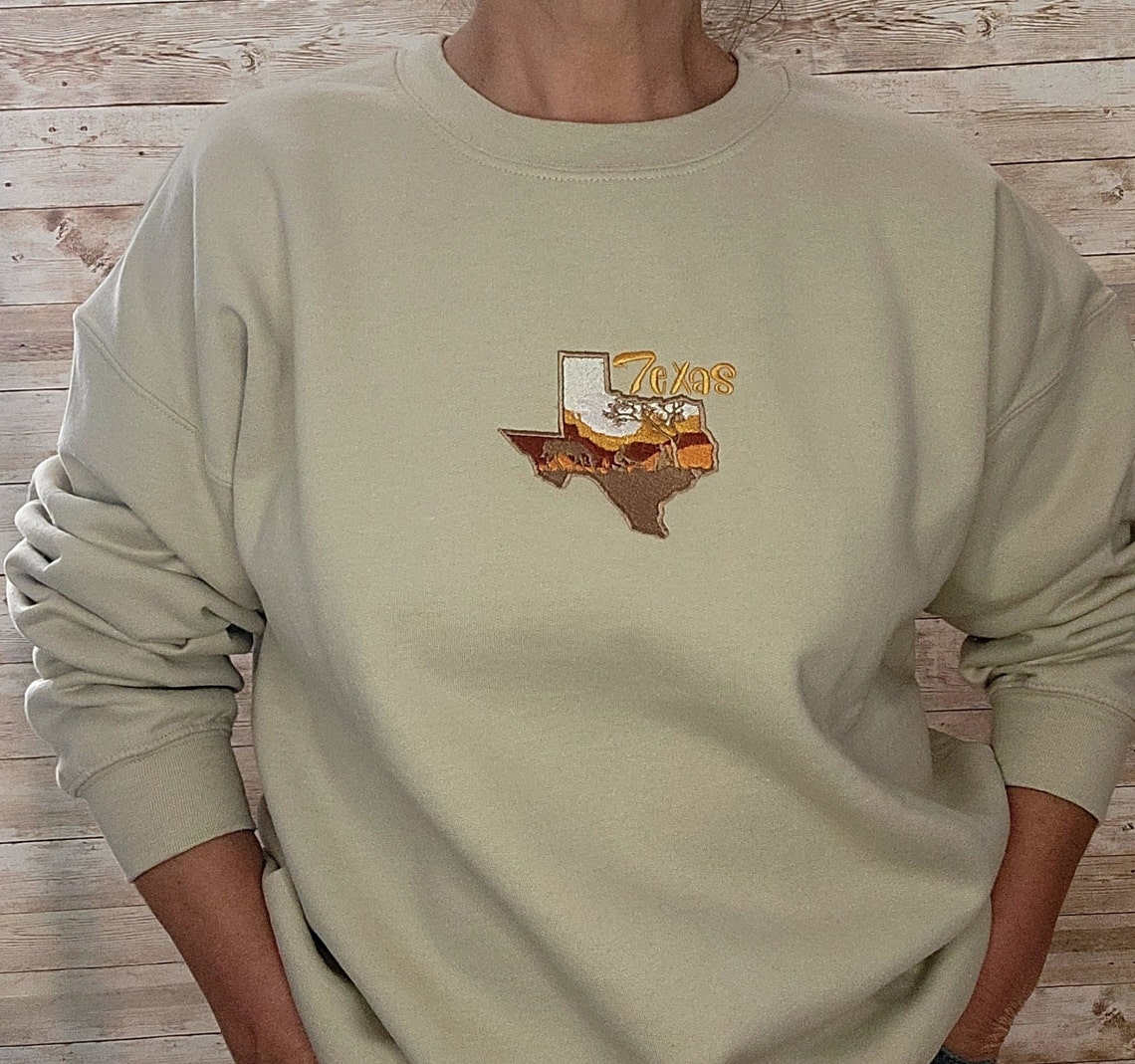Embroidered Texas Sweatshirt - Etsy