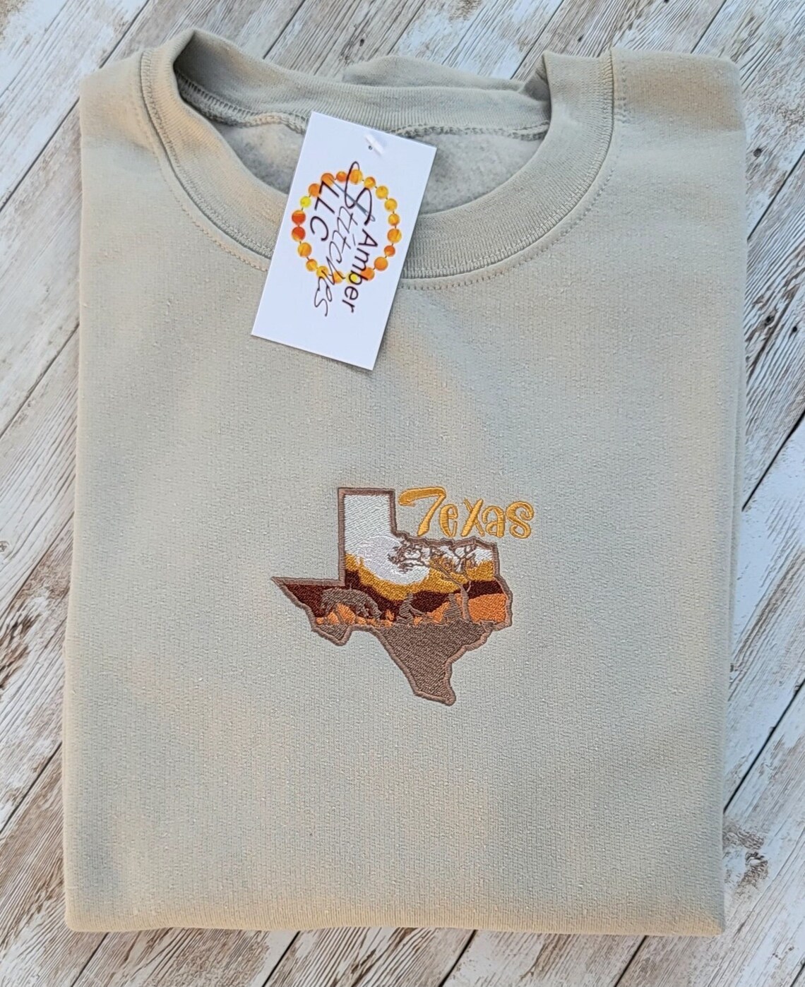Embroidered Texas Sweatshirt - Etsy