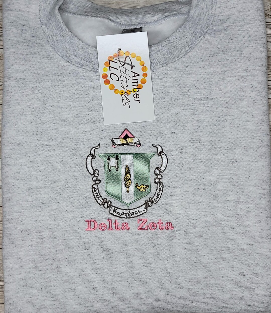 Delta Zeta Embroidered Crest Sorority Sweatshirt - Etsy