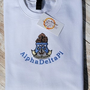 Alpha Delta Pi Sorority Crest Embroidered Sweatshirt - Etsy