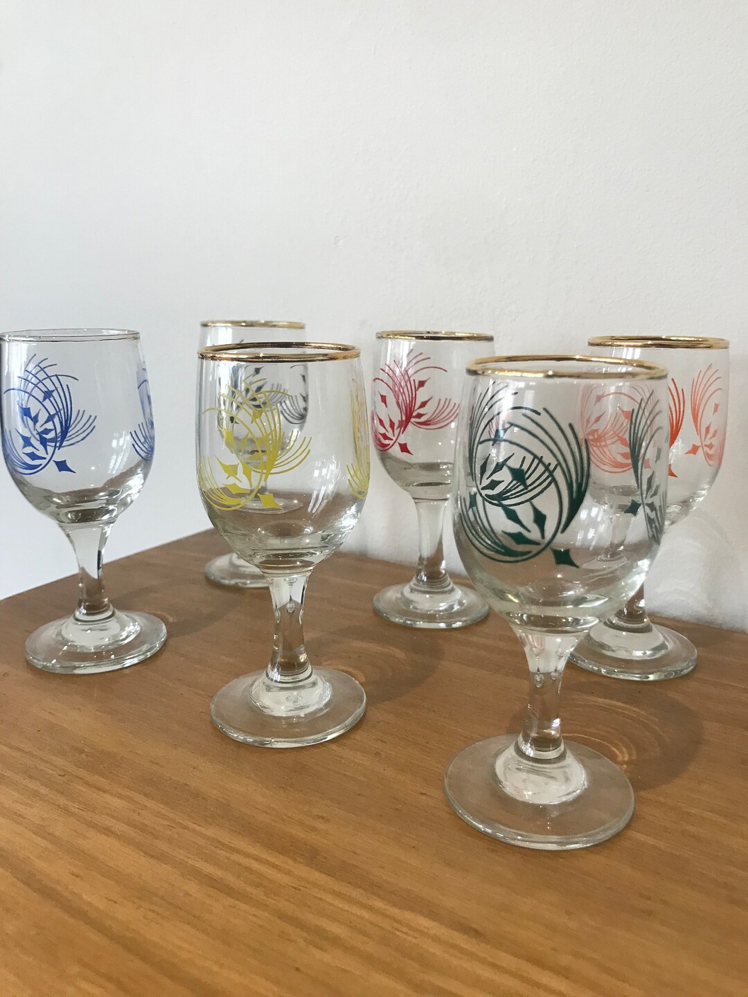 Set of Six 1960s Vintage Dema of Chesterfield Multicoloured Glasses - Etsy