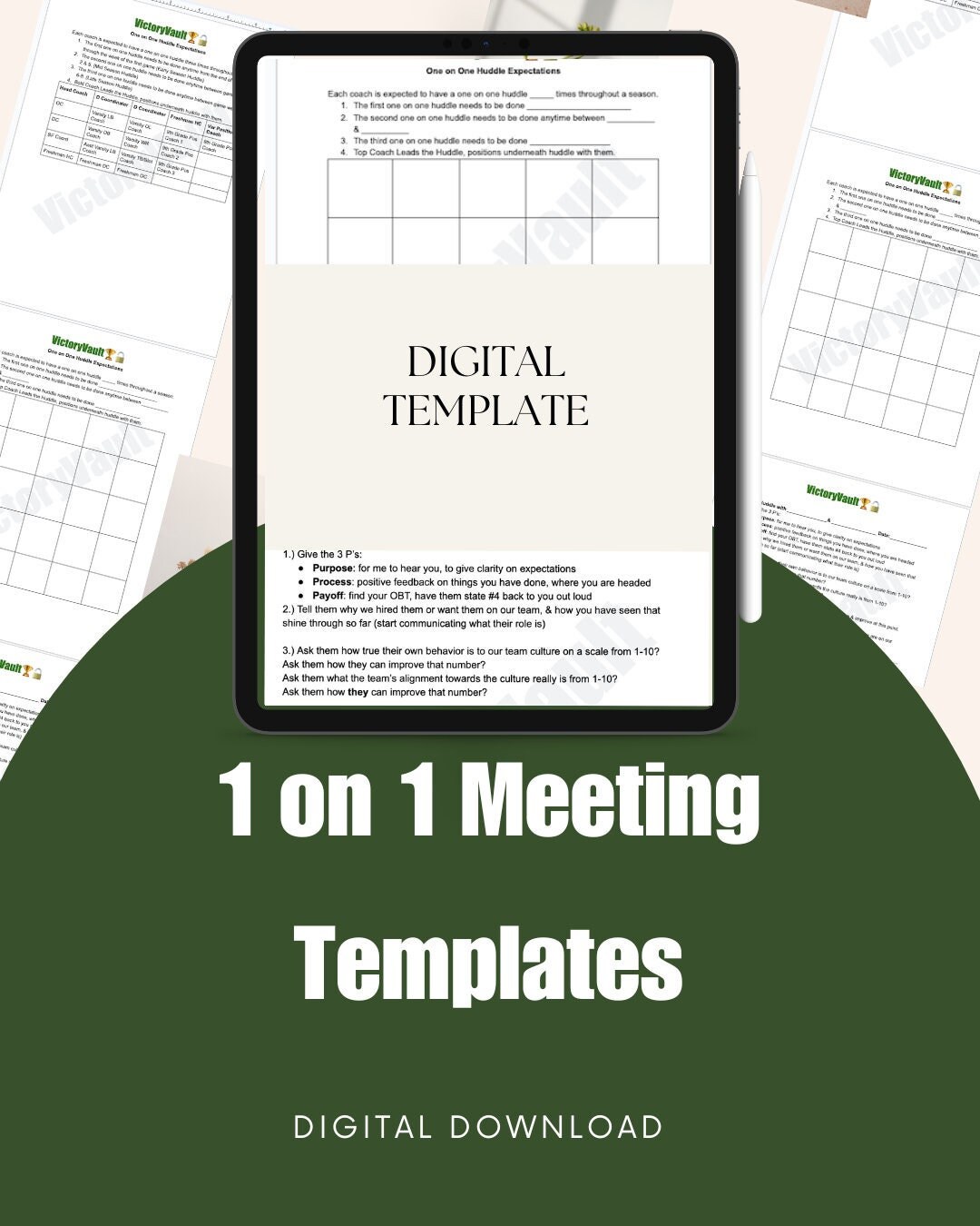 One on One (1 on 1) Meeting Template for Coaches, Teachers ...