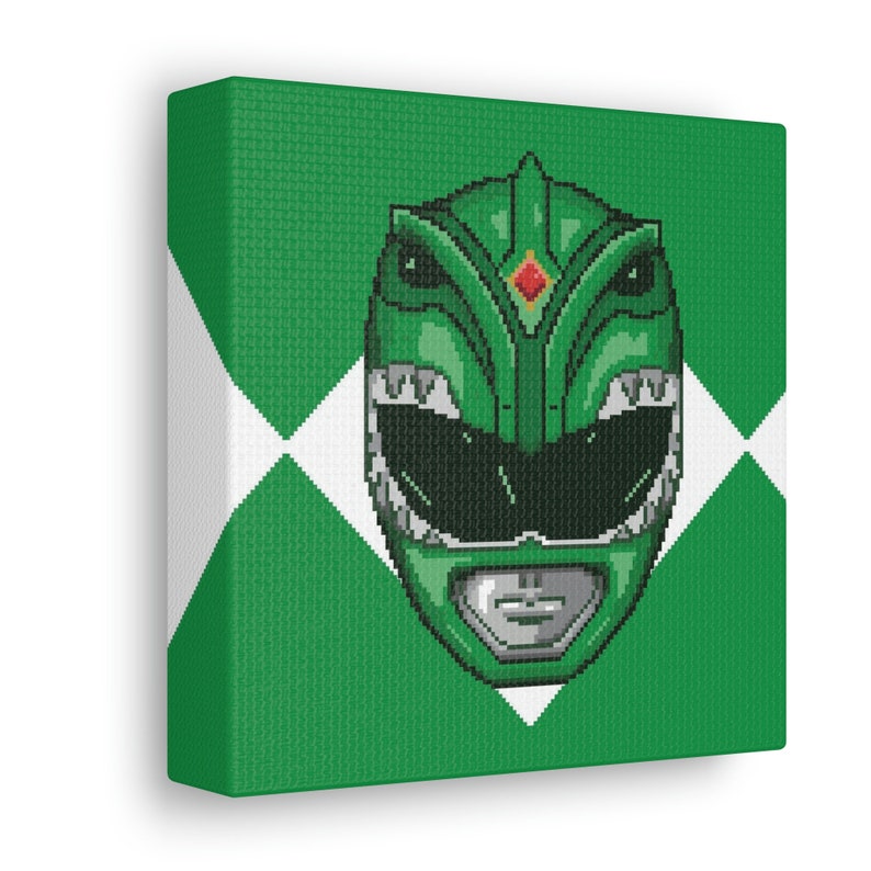 Power Rangers Green Pixel Helmet Canvas - Etsy