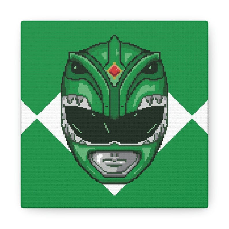 Power Rangers Green Pixel Helmet Canvas - Etsy