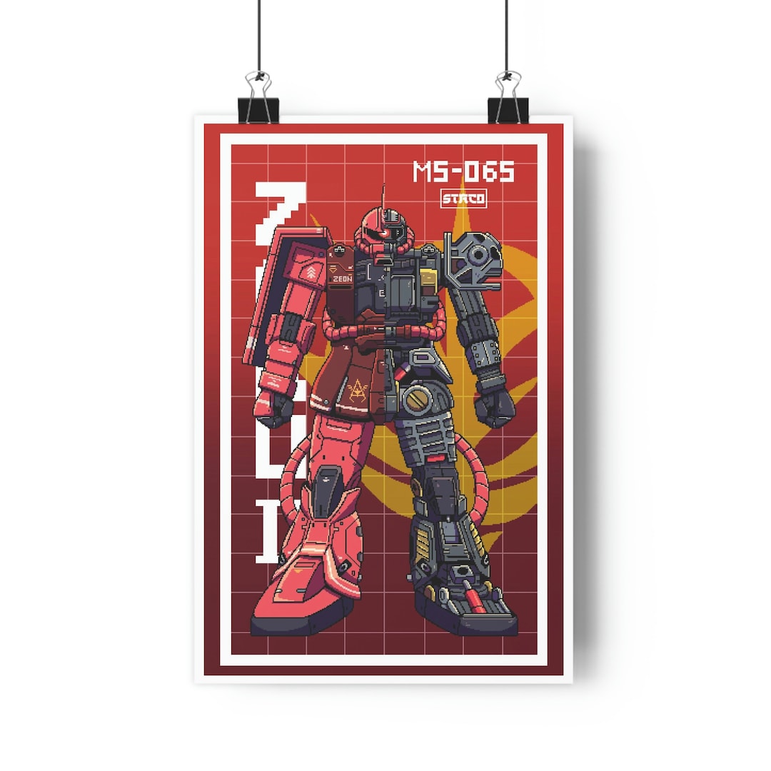 Zaku 2 Pixel Gundam Premium Poster - Etsy