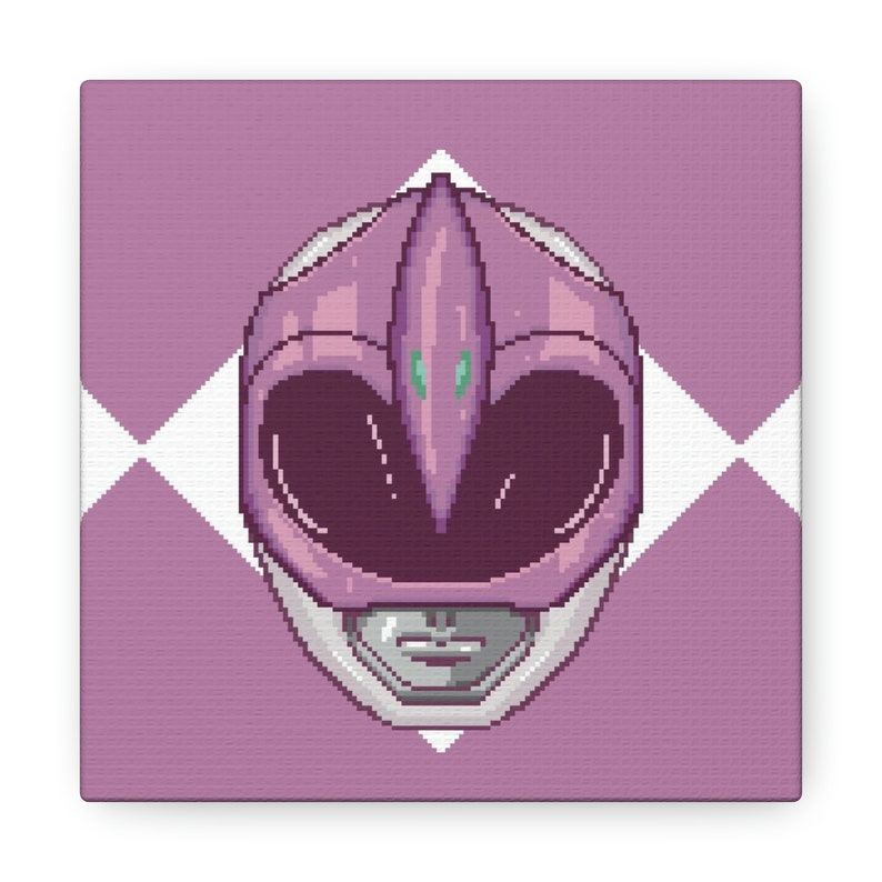 Power Rangers Pink Pixel Helmet Canvas - Etsy