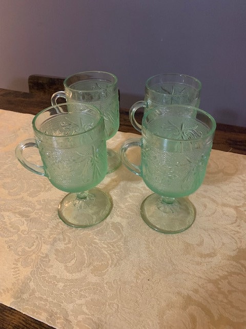 Indiana Glass Tiara Chantilly Green Sandwich Pattern Dinnerware Set ...