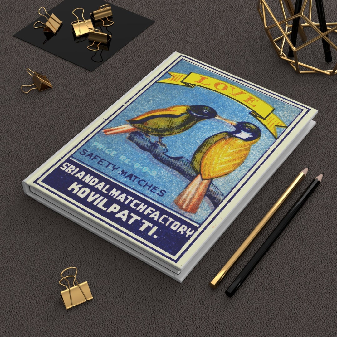 Retro Indian Matchbox Design | Love Birds | Hardcover Journal Matte - Etsy