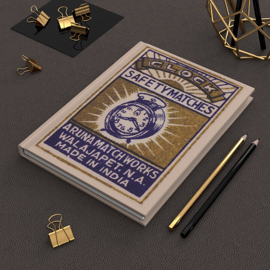 Retro Indian Matchbox Design | Clock | Hardcover Journal Matte - Etsy