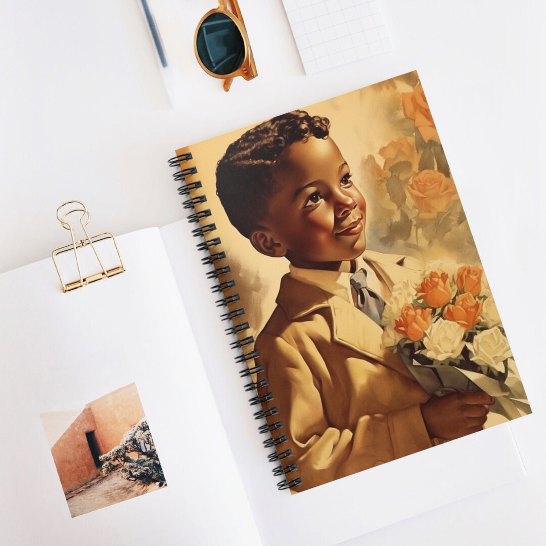 Spiral Notebook - Ruled Line 1950s Retro Drawing of Young Boy - Etsy