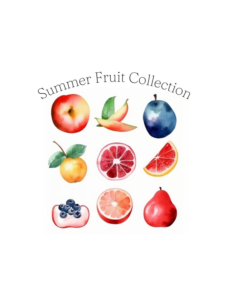 Colorful Watercolor Summer Fruit Clipart - Etsy