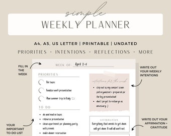 Simple Daily Printable Planner Digital Planner to Do, Prioritization ...