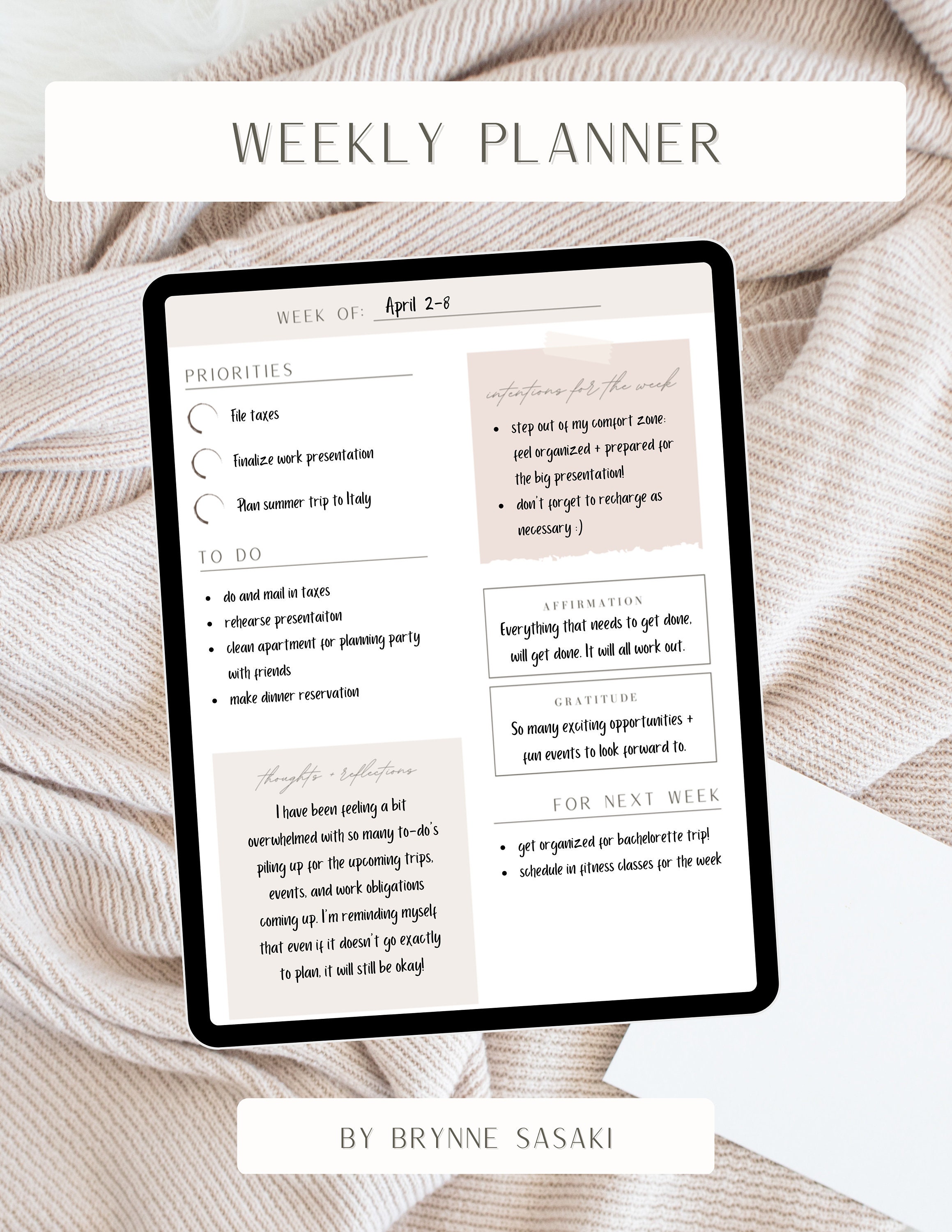 Simple Weekly Printable Planner Digital Planner to Do, Prioritization ...