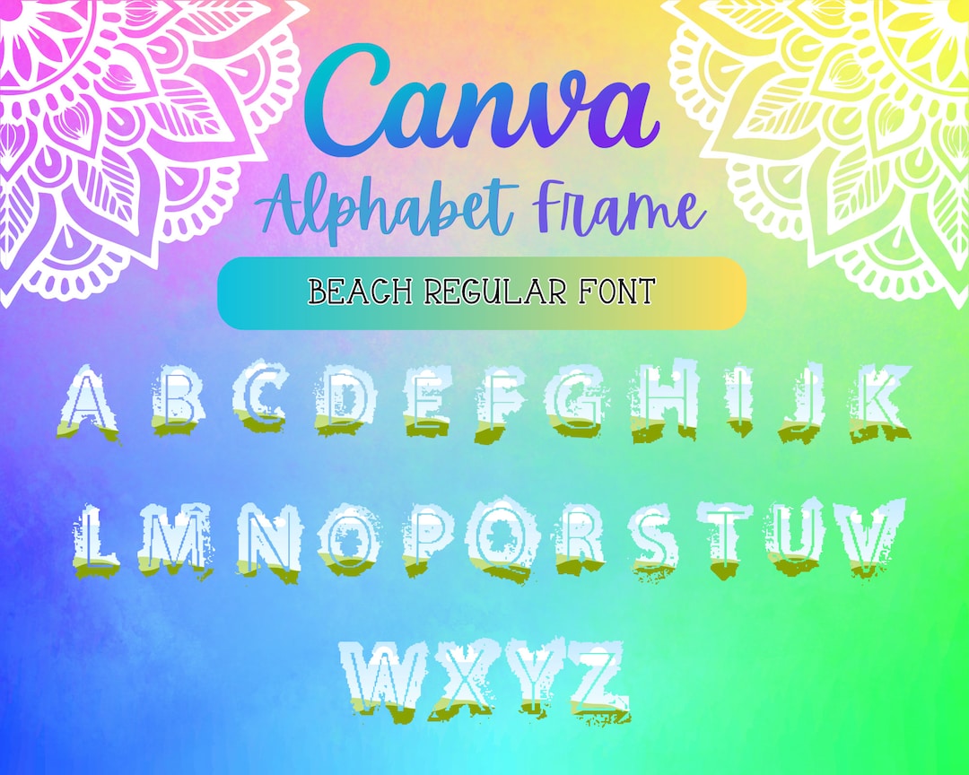 Canva Alphabet Font Frame Template beach Regular Font - Etsy Australia