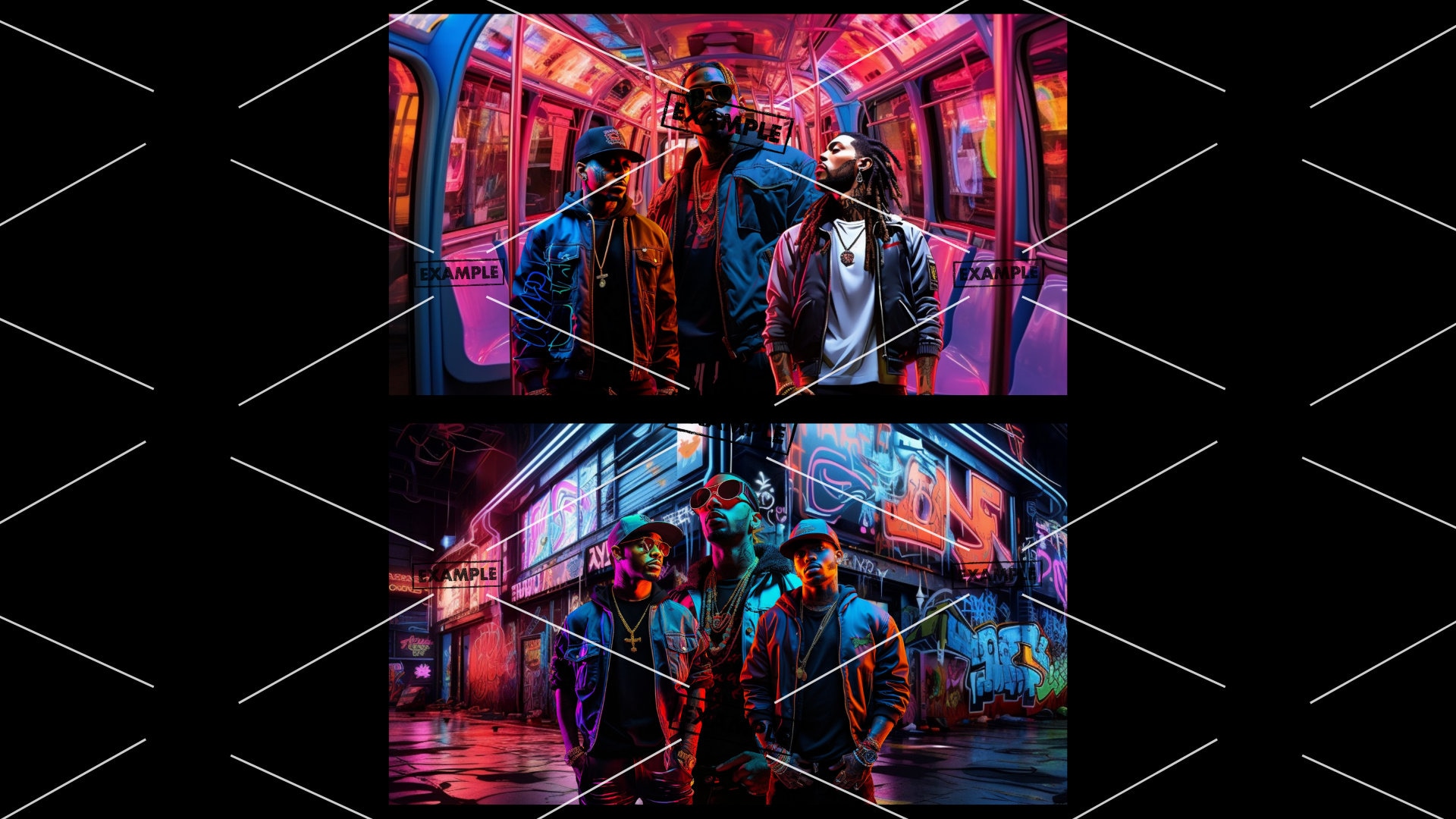 Rappers on Neon Graffiti Backgrounds Bundle of 10 - Etsy