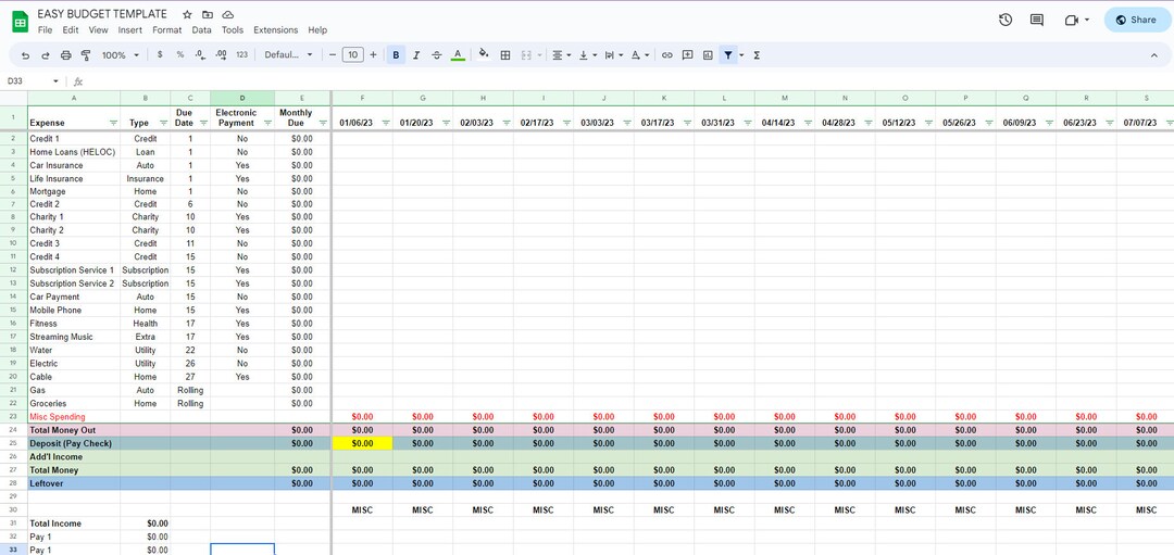 Easy Personal Finance Budget Worksheet - Etsy
