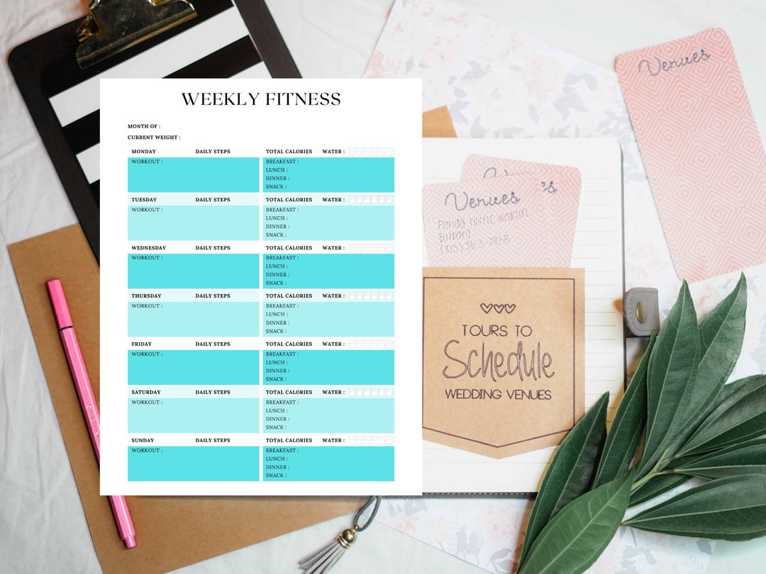 Weekly Fitness Planner Printable, Workout Tracker, Fitness Journal, Gym ...