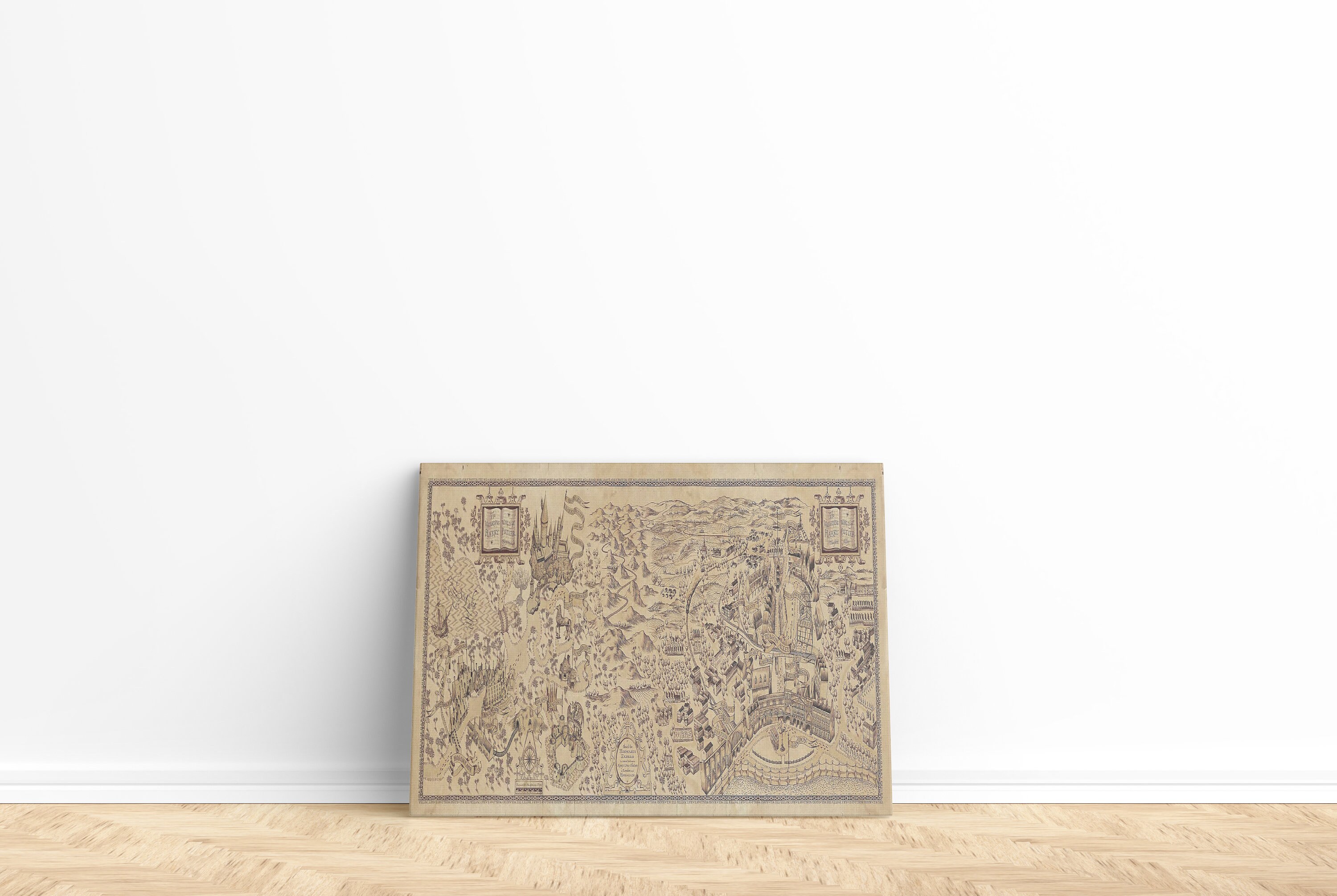 Harry World Map, Popular Movie Series Canvas Wall Art, Fantasy Map Art ...