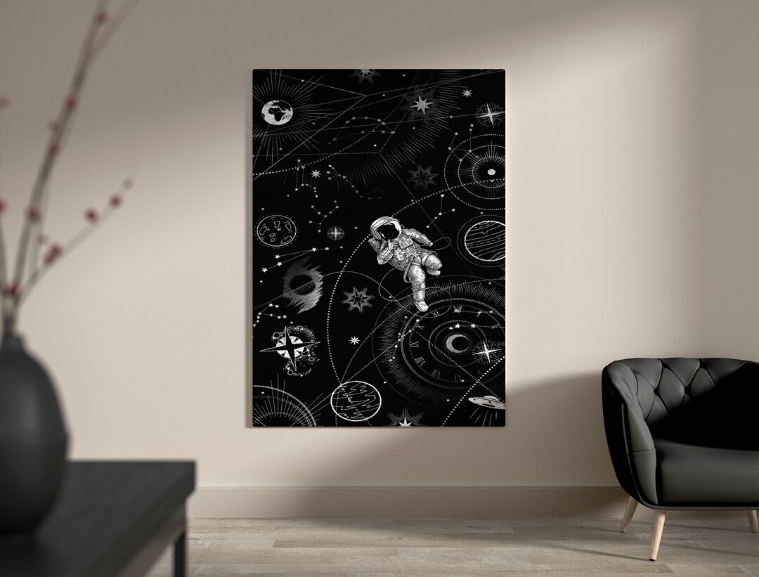 Astronaut Spaceman Wall Art, Boy Young Room Decor, Large Wall Art ...