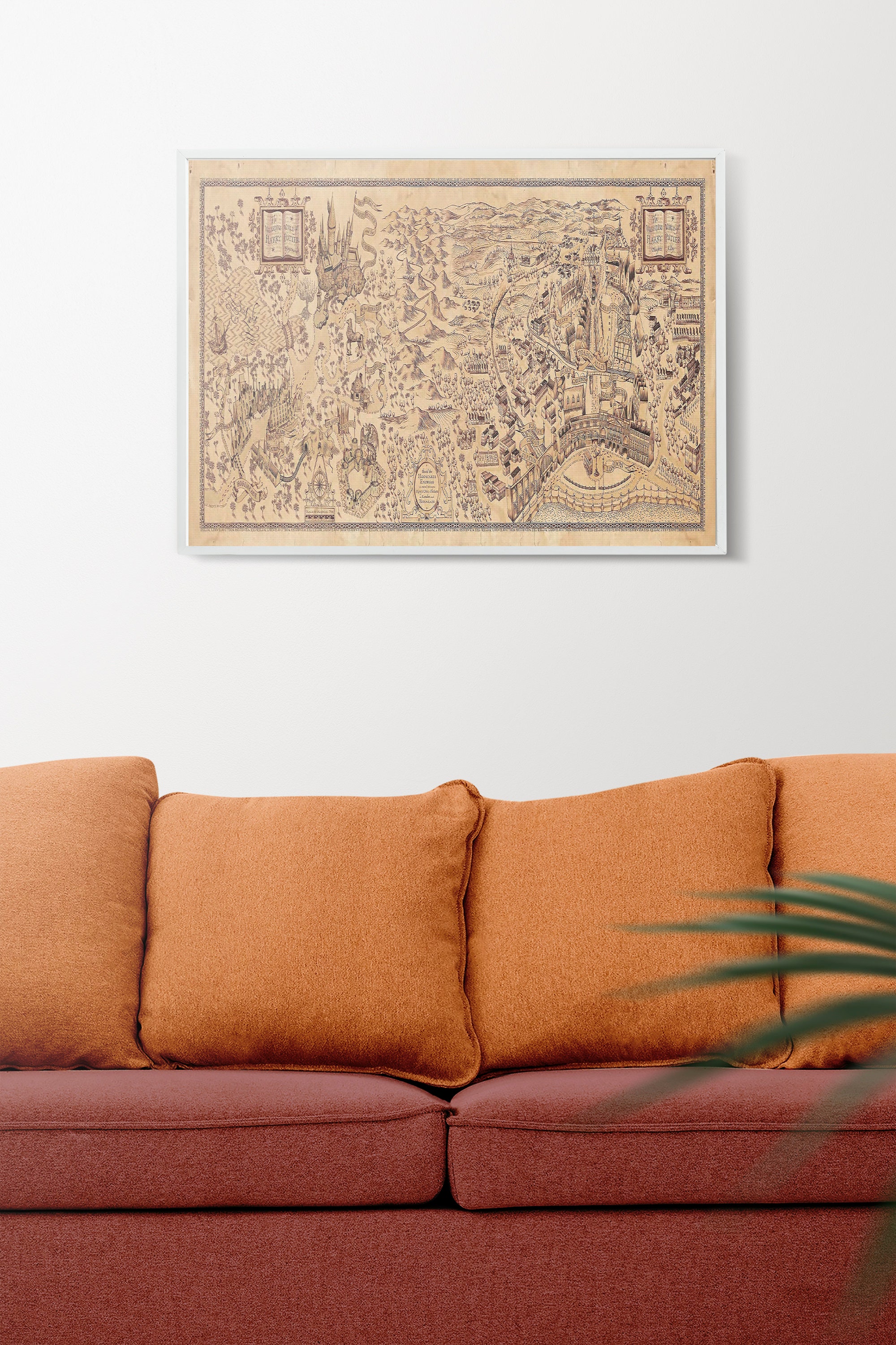 Harry World Map, Popular Movie Series Canvas Wall Art, Fantasy Map Art ...