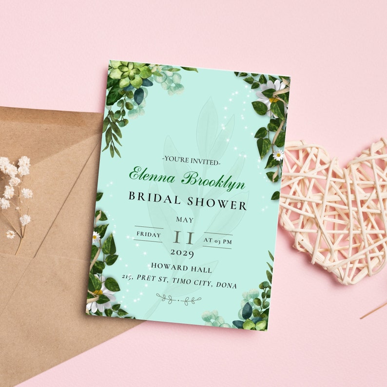 Green Botanical Wedding Invitation Card - Eco-friendly and Elegant ...