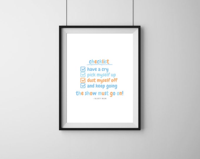 Bluey Checklist Digital Print Bluey Quote Print Kids Room Decor ...