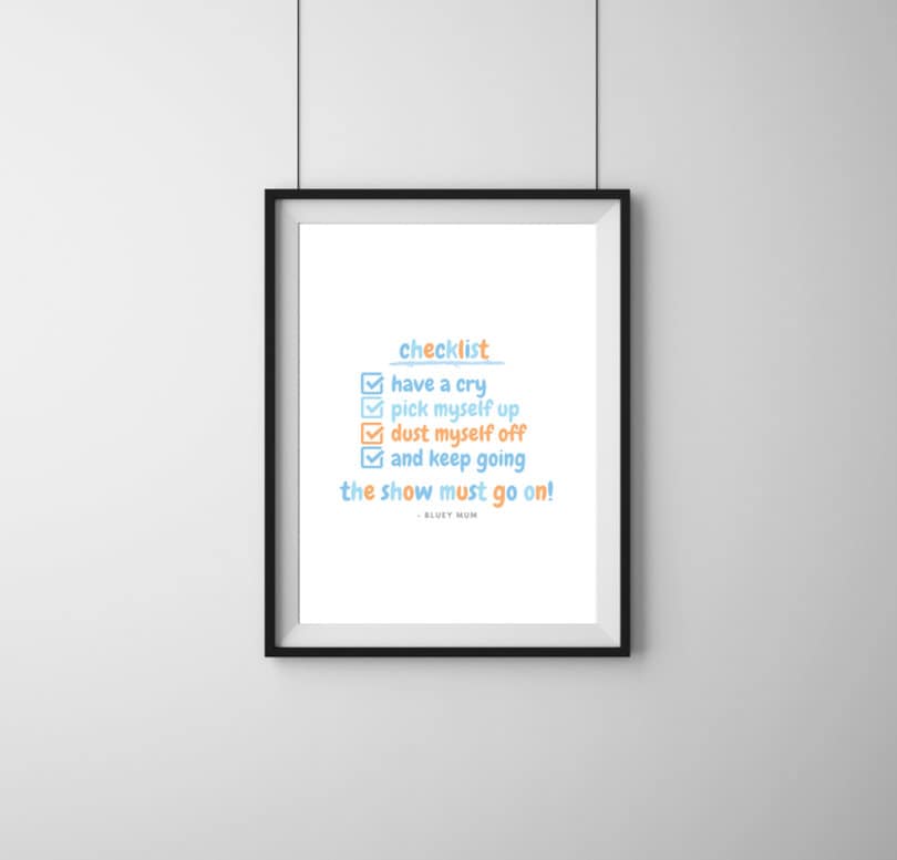 Bluey Mum Checklist Poster: Inspirational Quote Art (digital Download ...
