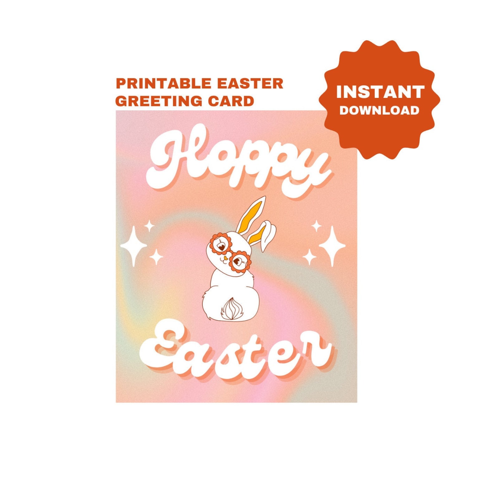 Hoppy Easter Printable Card / Instant Download / Easter Card Template ...