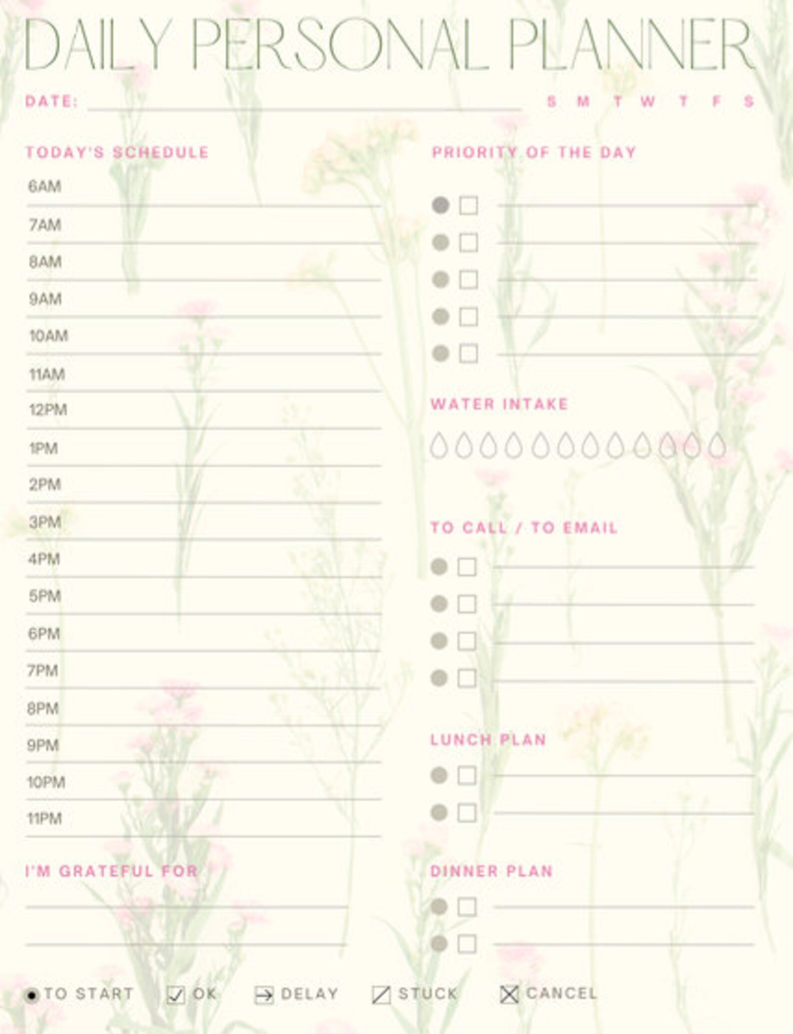 Whimsical Cottagecore Digital Daily Planner Printable With Floral ...