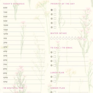 Whimsical Cottagecore Digital Daily Planner Printable With Floral ...