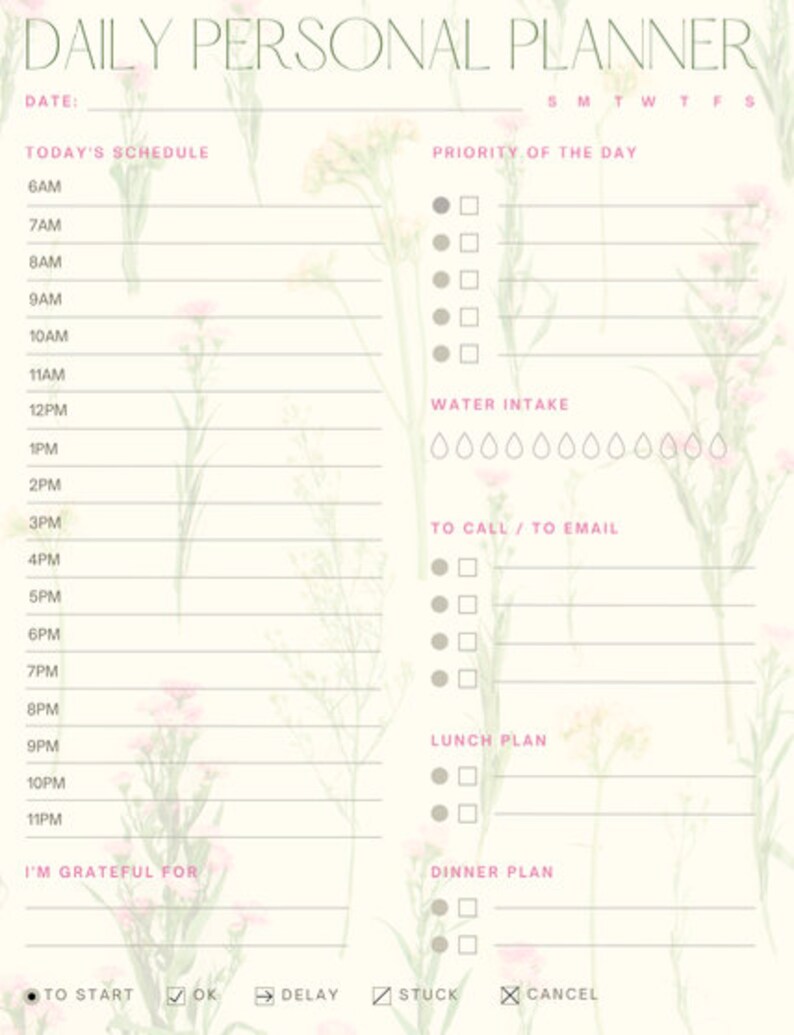Whimsical Cottagecore Digital Daily Planner Printable With Floral ...