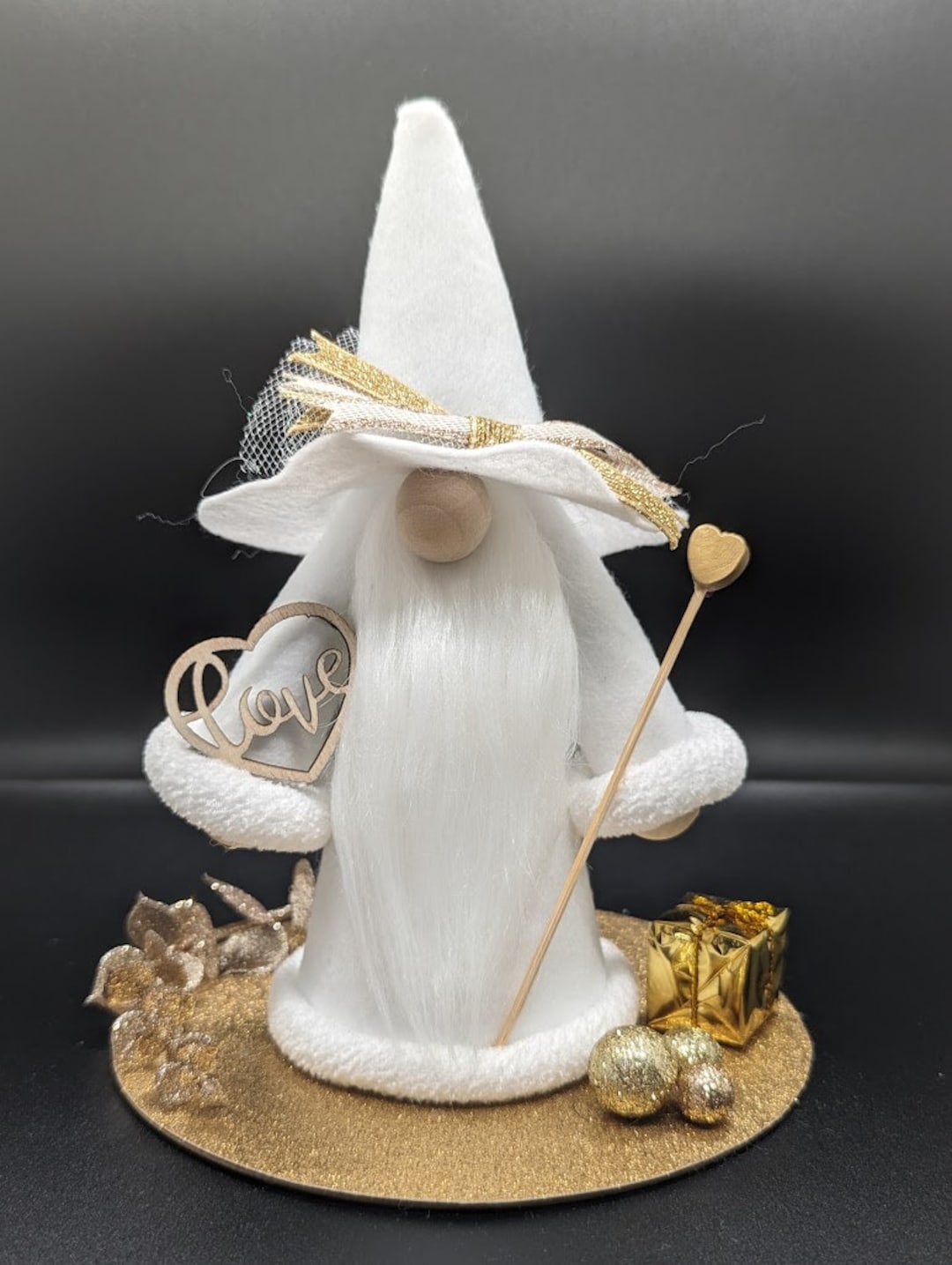 White and Gold Elegant Gnome - Etsy
