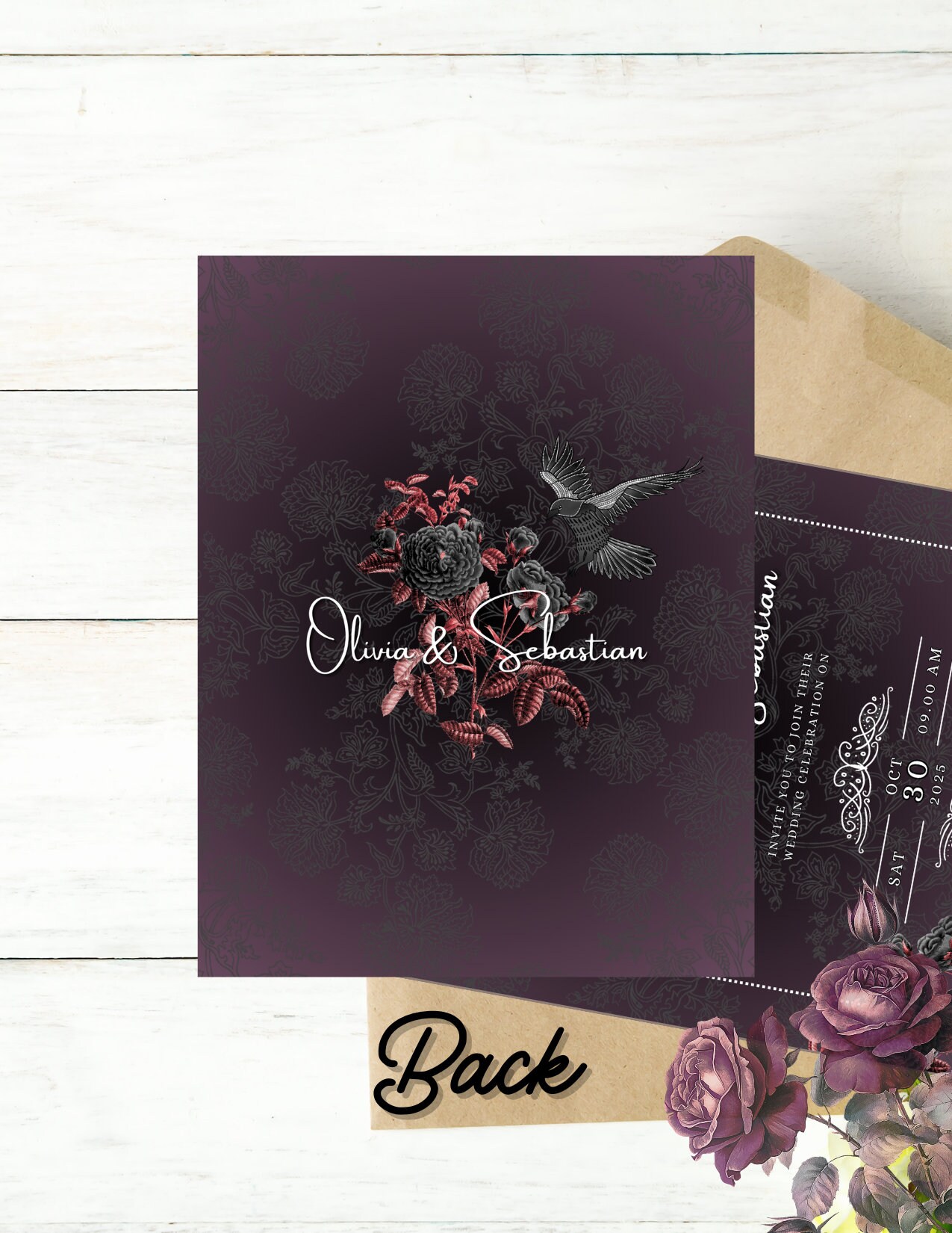 Gothic Wedding Invitation Template, Goth Wedding Invitation, Halloween ...