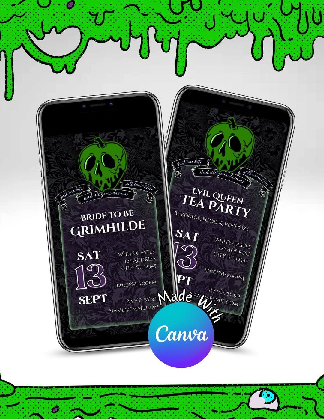 Poison Apple Invitation Template, Dark Enchanted Fairytale Invite, Evil ...