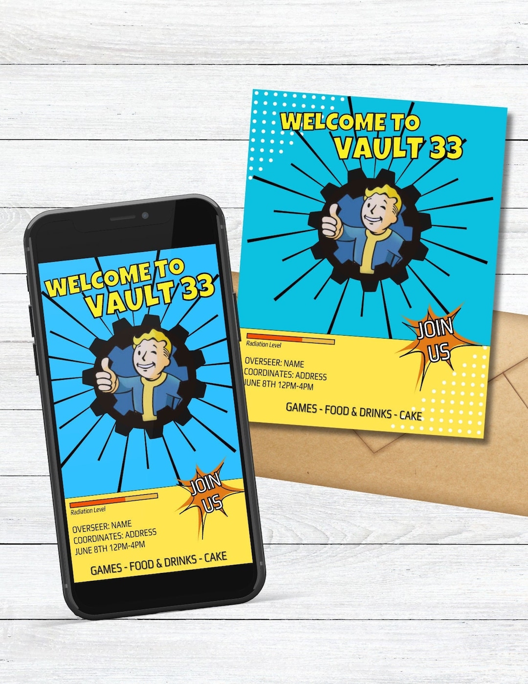 Fallout 2 Postcard Invite, Gaming Invitation, Party Invite, Birthday ...