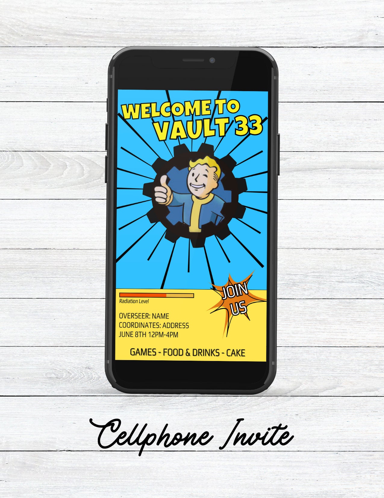 Fallout Birthday Invitation: Gaming Party Invite, Pip Boy Template ...