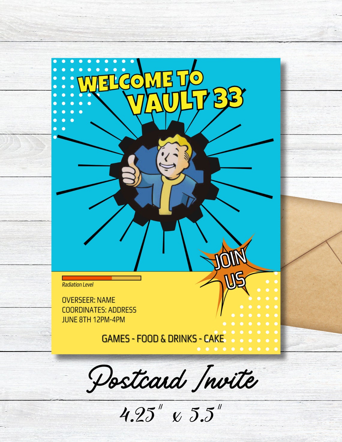 Fallout Birthday Invitation: Gaming Party Invite, Pip Boy Template ...