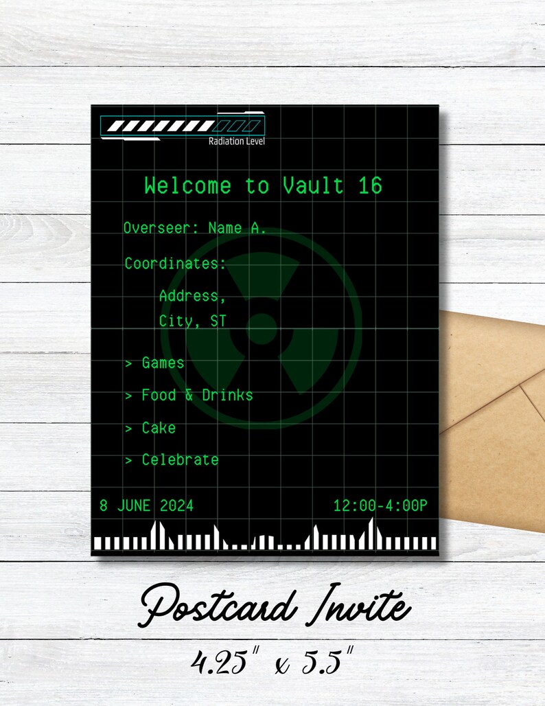 Fallout Invitation, Gaming Invitation, Party Invite, Pip Boy, Birthday ...