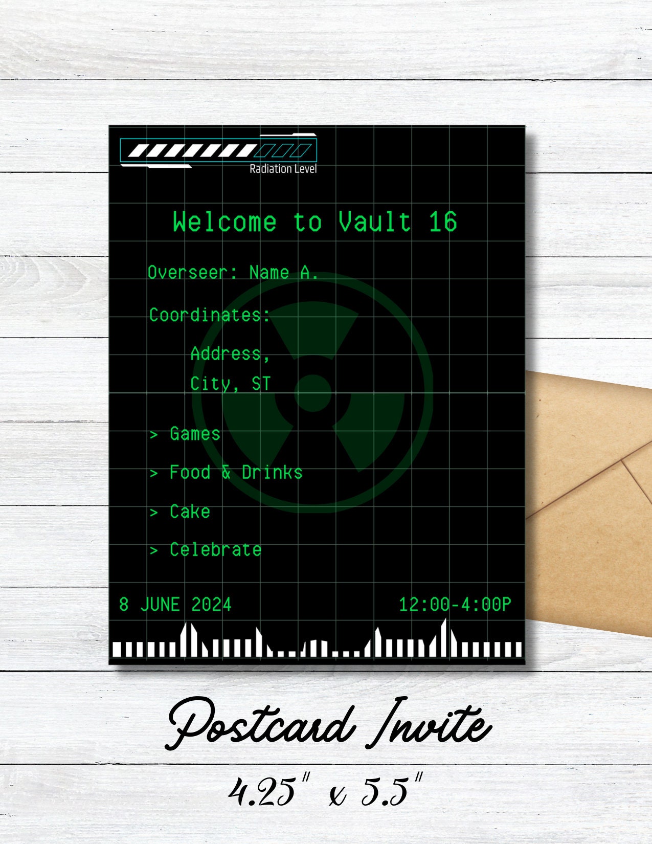 Fallout Invitation, Gaming Invitation, Party Invite, Pip Boy, Birthday ...