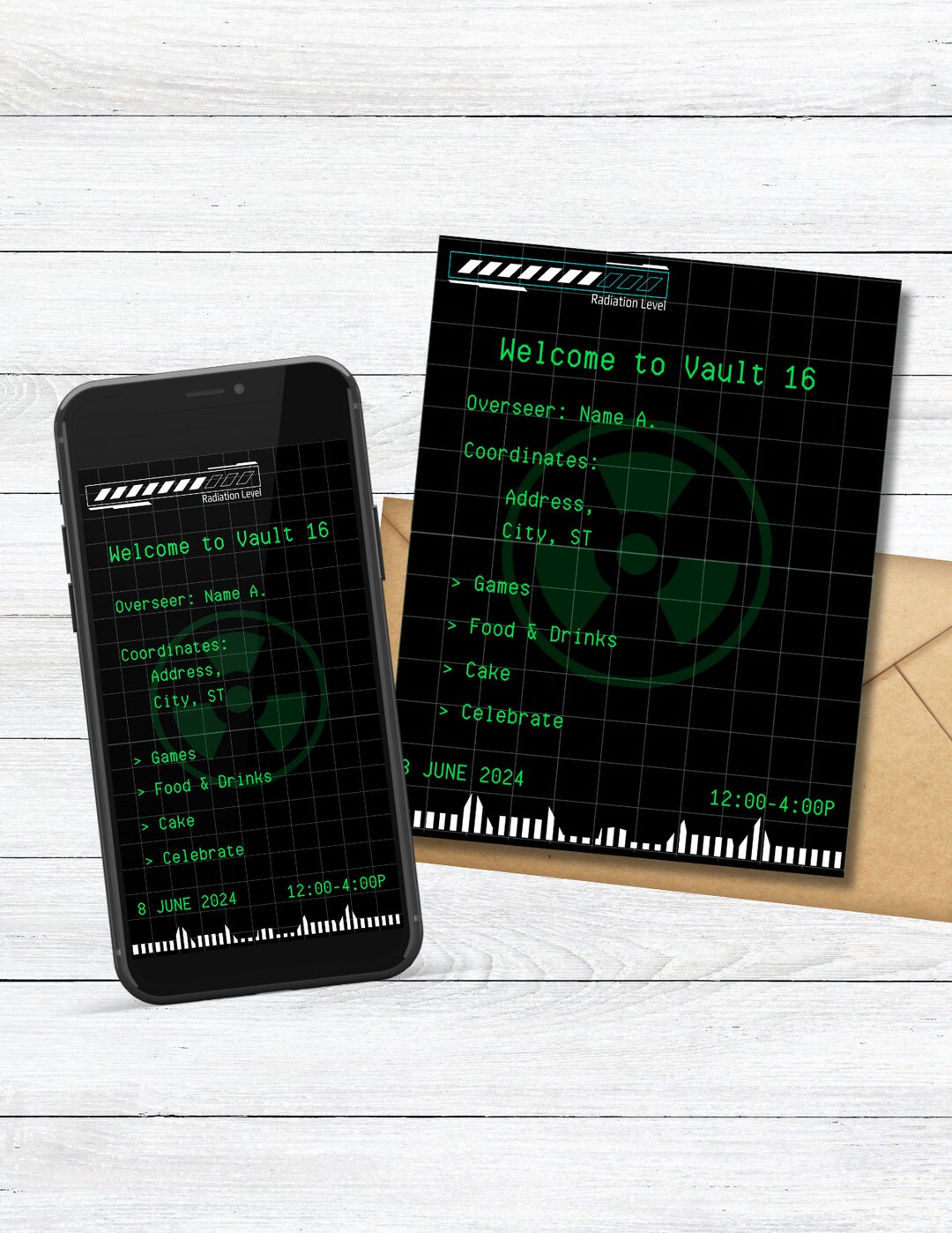 Fallout Invitation, Gaming Invitation, Party Invite, Pip Boy, Birthday ...