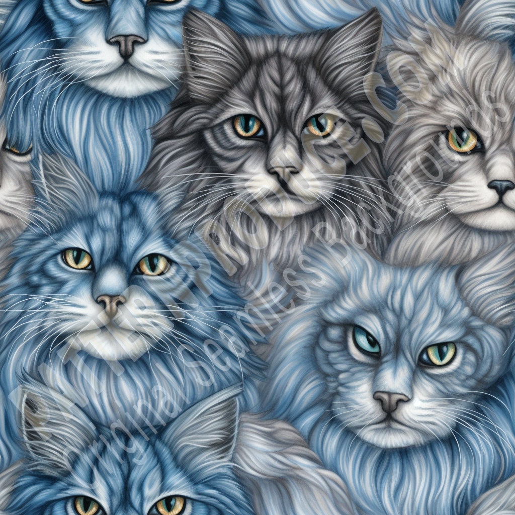 5 Different Maine Coon Cat Seamless Background Tiles - Etsy