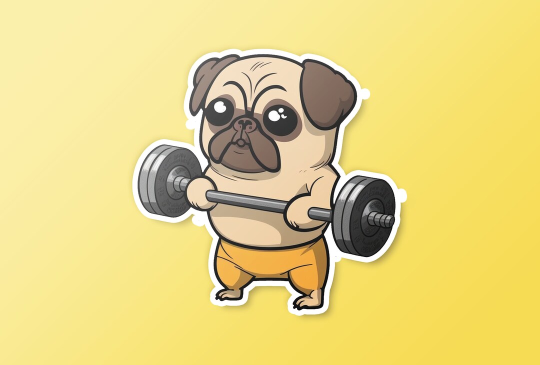Pug Bodybuilding Digital Sticker - Etsy